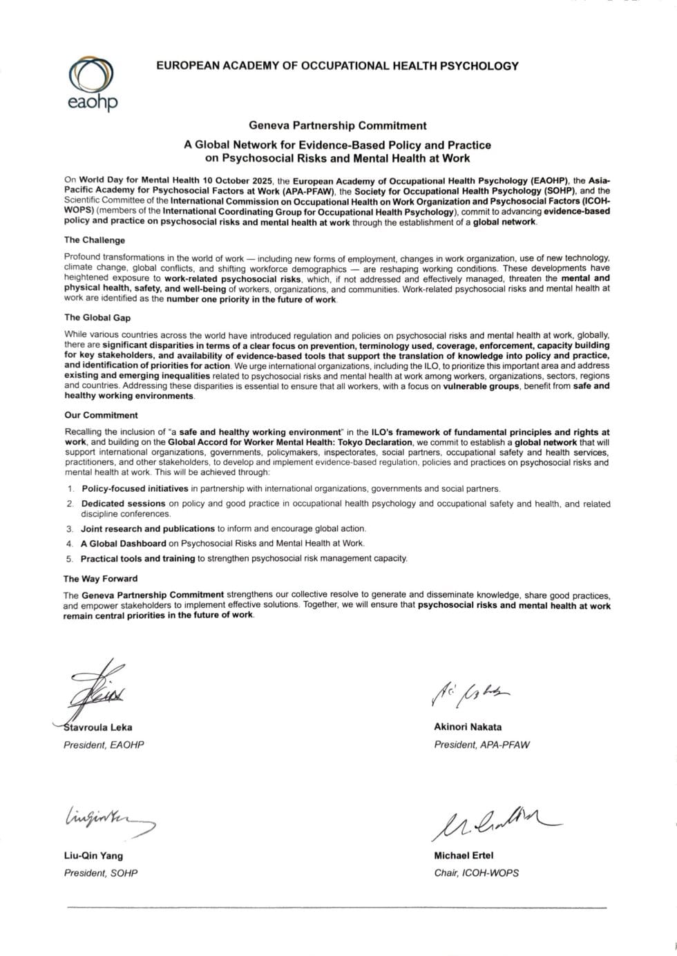 The Geneva Partnership Commitment - EAOHP